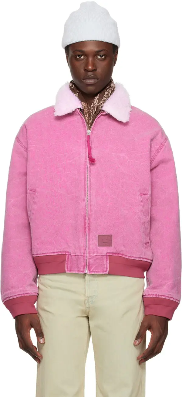 Acne Studios Pink Faded Bomber Jacket In Act Fuchsia Pink